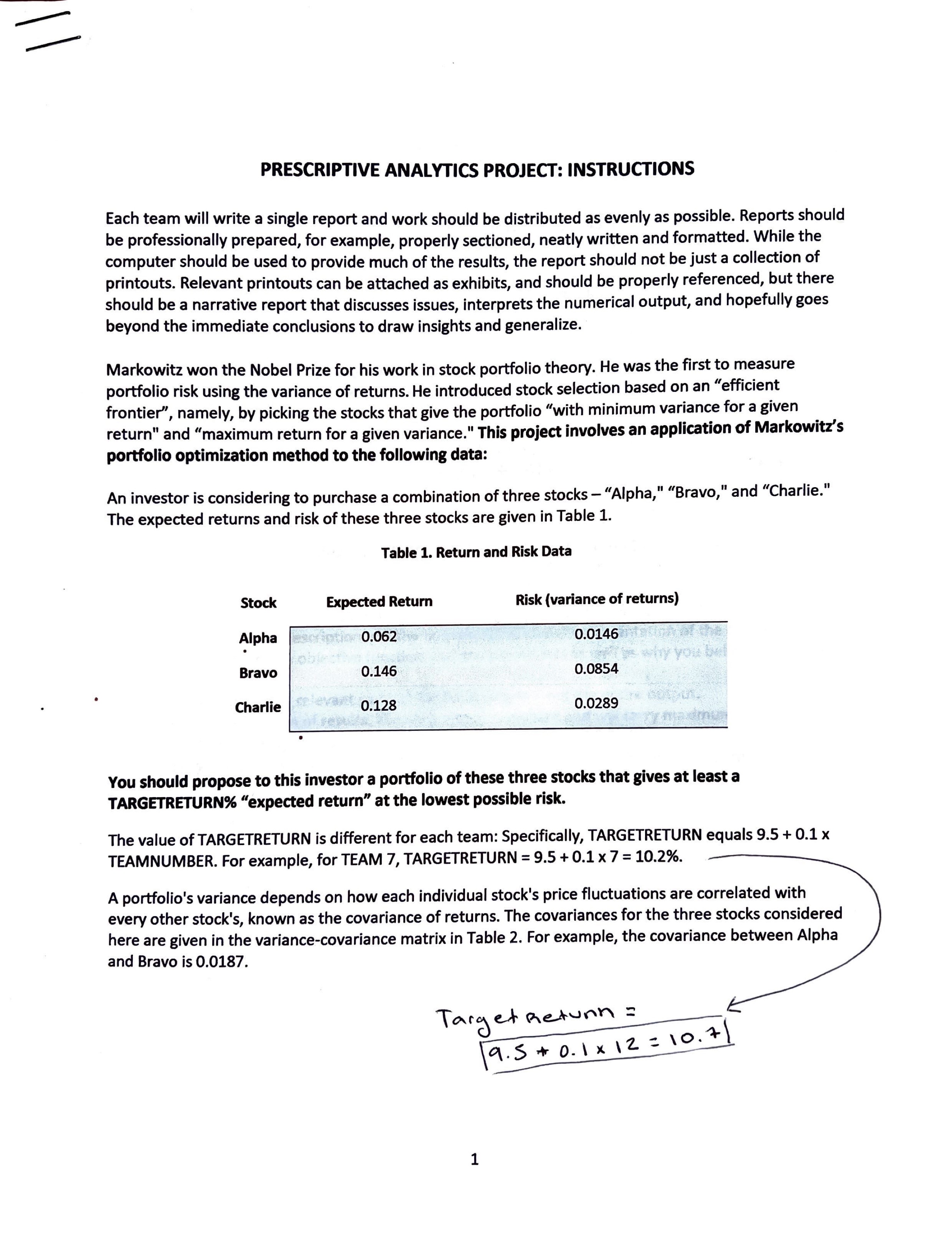 Solved PRESCRIPTIVE ANALYTICS PROJECT: INSTRUCTIONS Each | Chegg.com