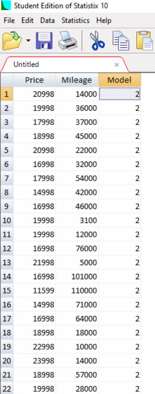 Delete one of your vehicle models from your data set, | Chegg.com