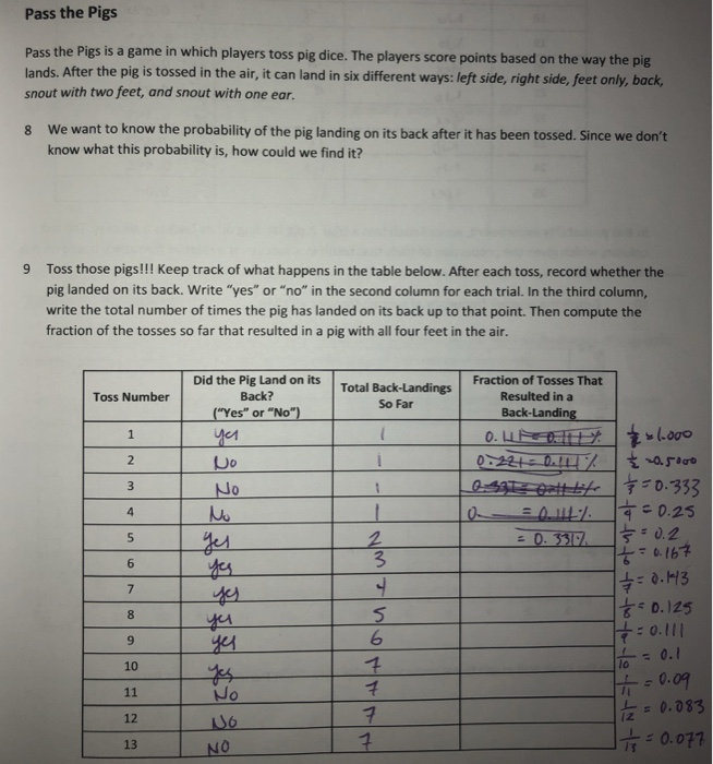 Solved Pass the Pigs Pass the Pigs is a game in which | Chegg.com