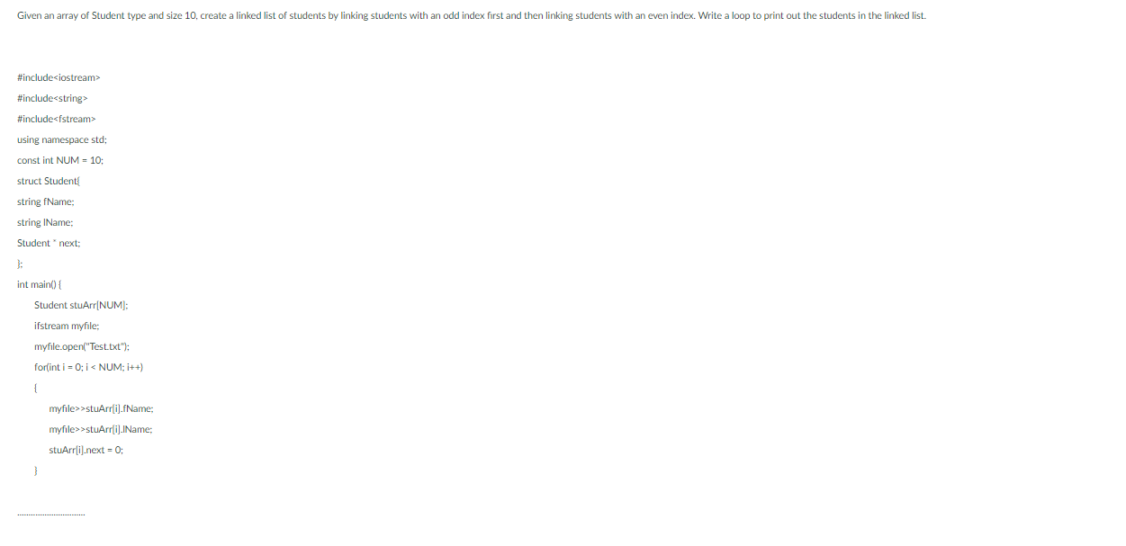 Solved Given an array of Student type and size 10 create a | Chegg.com