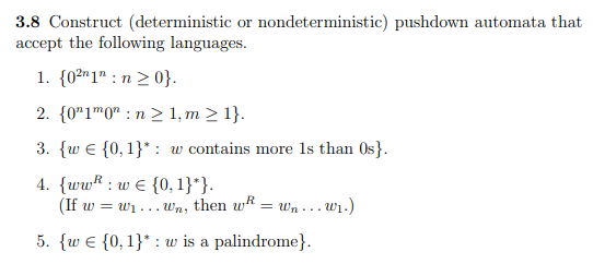 Solved 3.8 Construct (deterministic or nondeterministic) | Chegg.com