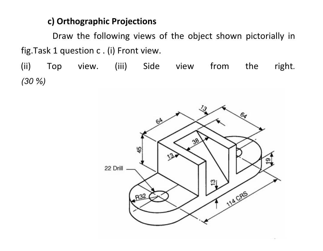 Solved Draw the following views of the object shown | Chegg.com