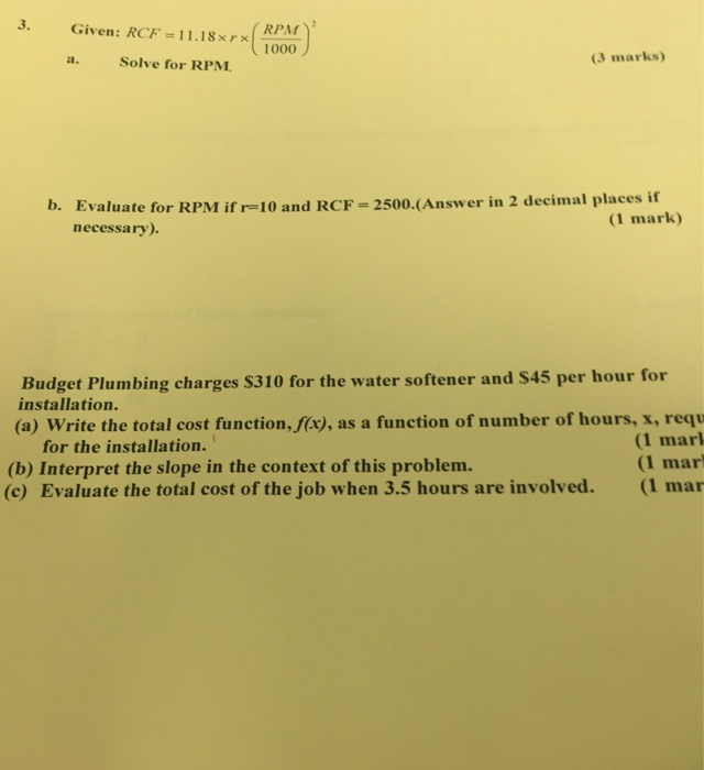 Solved TI8X RPM 1000 3 Given: RCF = 1 1.1 8 x r × a. Solve | Chegg.com