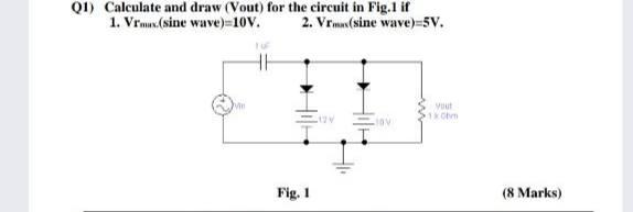 Solved Q1) Calculate and draw (Vout) for the circuit in | Chegg.com