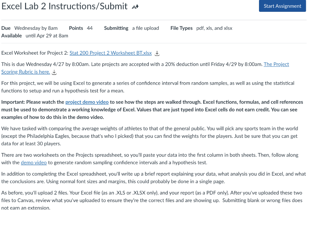 Excel Lab 2 Instructions/Submit a Start Assignment | Chegg.com