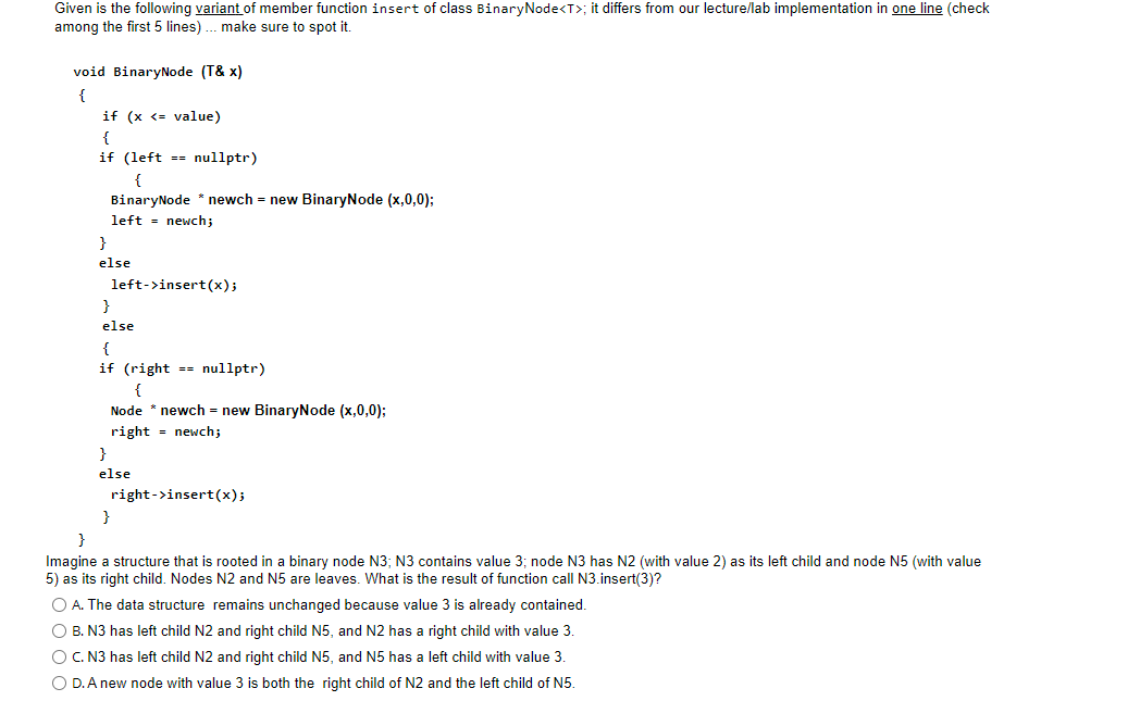 Solved Given is the following variant of member function | Chegg.com