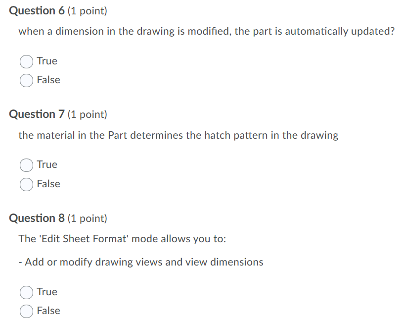Solved Question 1 (1 point) If a part is modified, the | Chegg.com