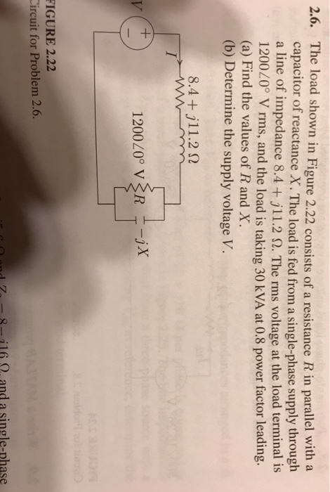 Solved The Load Shown In Figure Consists Of A Resistance R