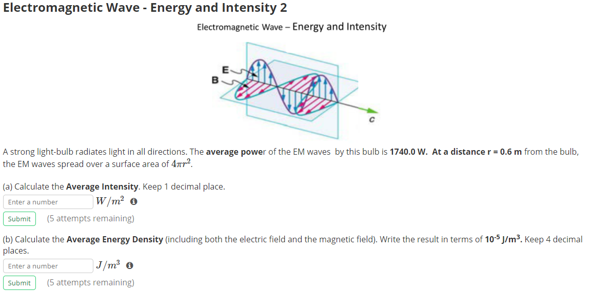 Solved Electromagnetic Wave - Energy and Intensity 2 | Chegg.com