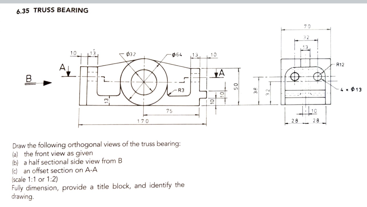 Solved 6.35 TRUSS BEARING Draw the following orthogonal | Chegg.com