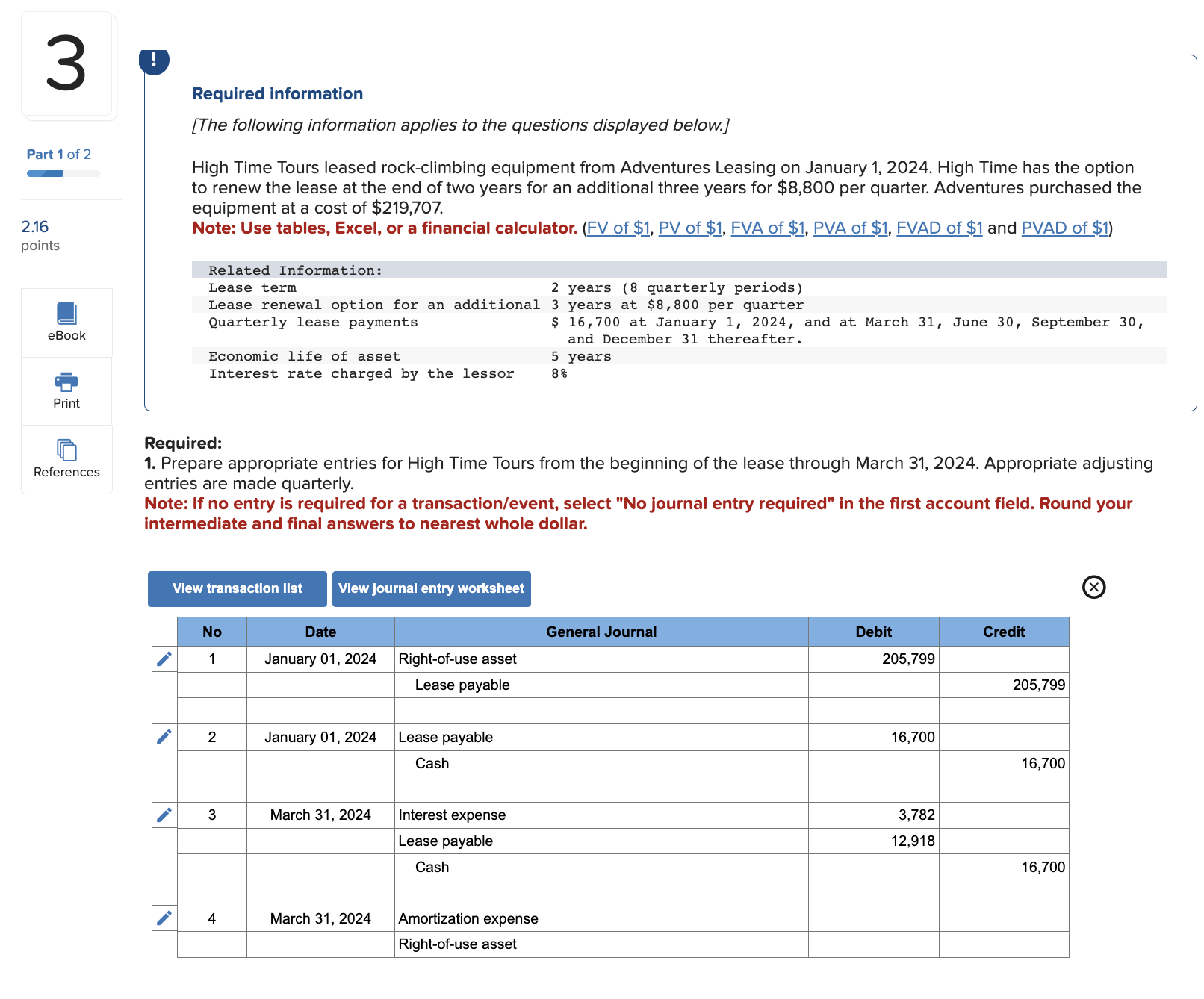 Required information [The following information | Chegg.com