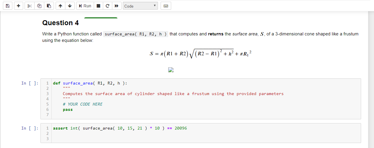 Solved + 1 Run Code Question 4 Write a Python function | Chegg.com