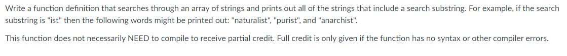 Solved Write a function definition that searches through an | Chegg.com