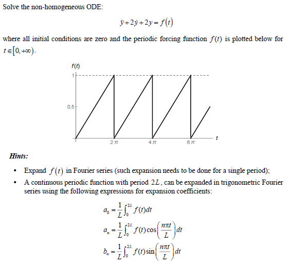 Solved Solve the non-homogeneous ODE: \\[ \\ddot{y}+2 | Chegg.com