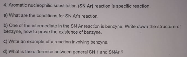 Solved 4. Aromatic nucleophilic substitution (SN Ar) | Chegg.com