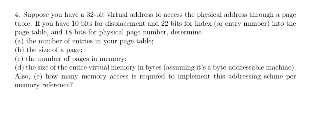 Solved 4. Suppose you have a 32-bit virtual address to | Chegg.com
