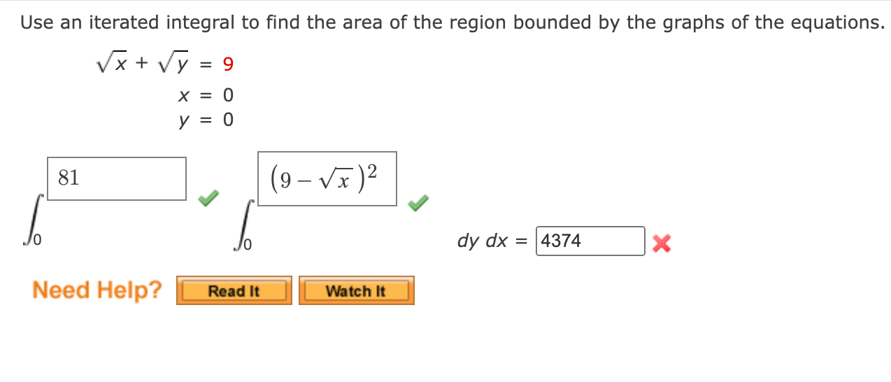 Solved Use an iterated integral to find the area of the | Chegg.com