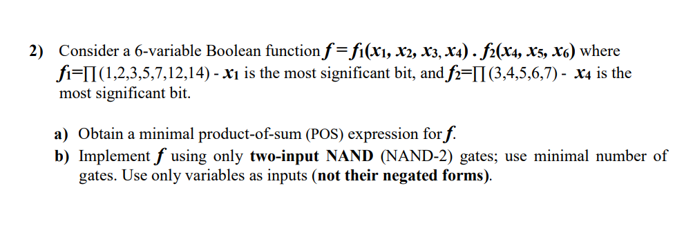 Solved 2 Consider A 6 Variable Boolean Function 