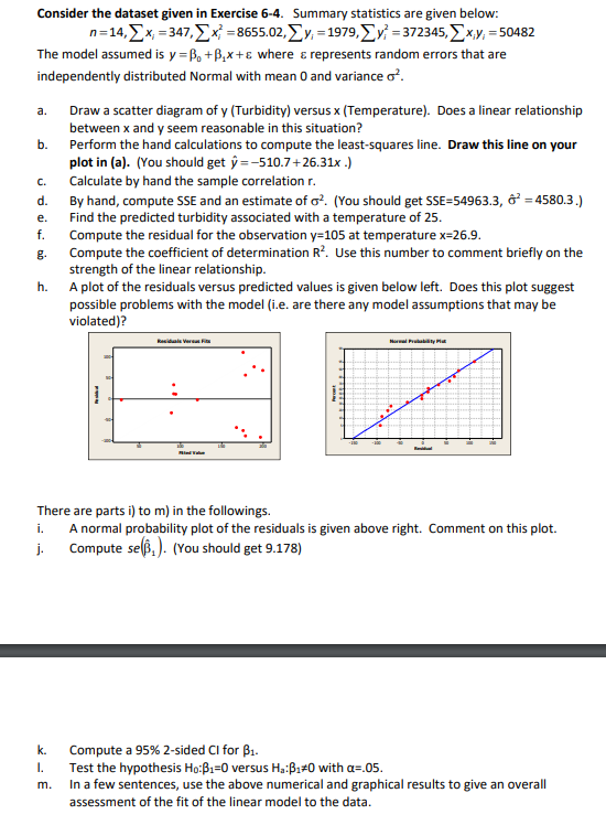 Solved Complete the exercises a) ﻿to m)Consider the dataset | Chegg.com
