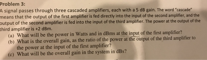 Solved Problem 3 A signal passes through three cascaded | Chegg.com
