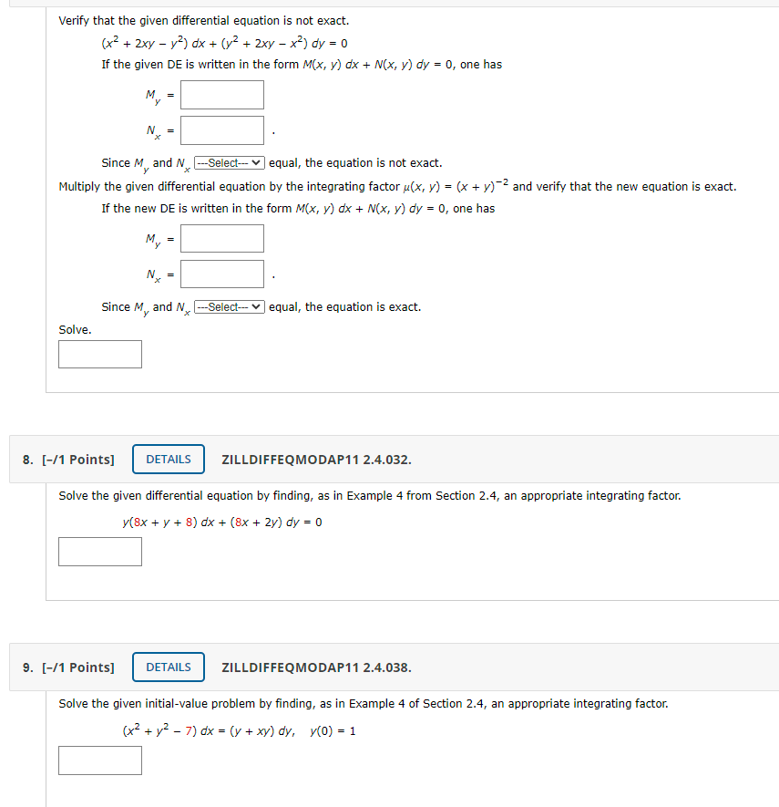 Solved Verify that the given differential equation is not | Chegg.com