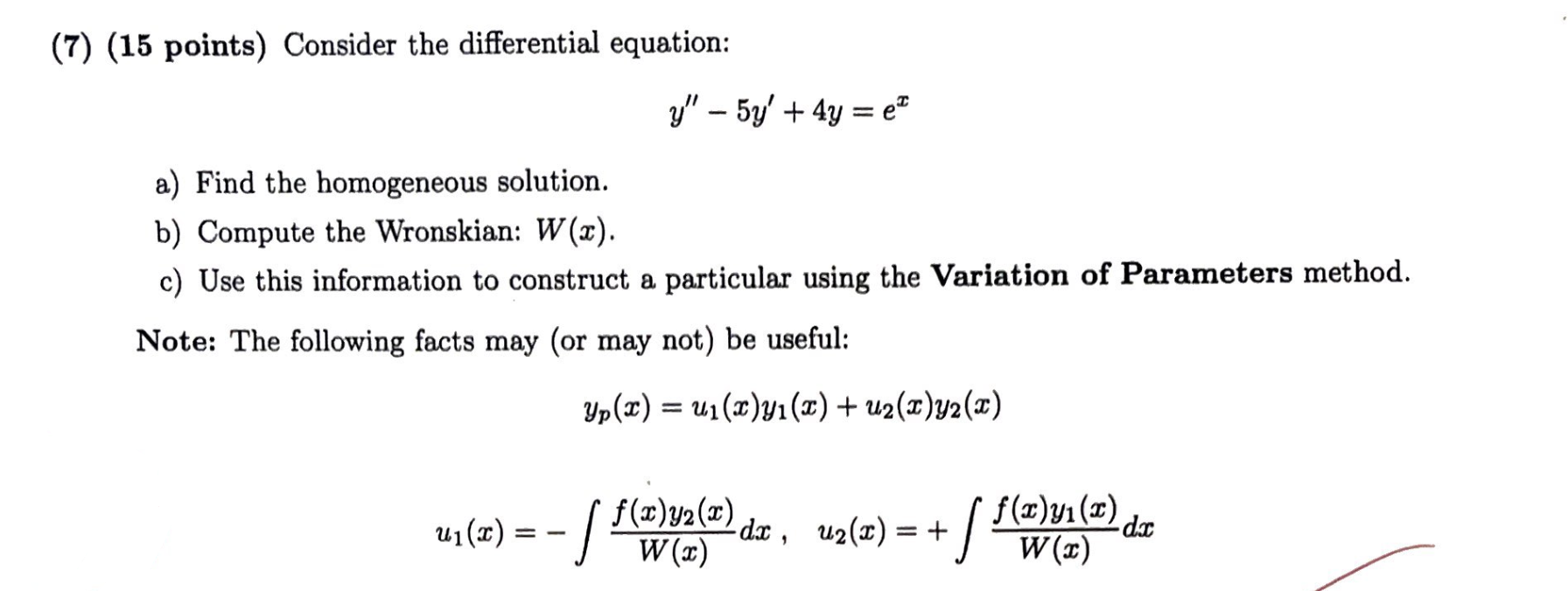 Solved (7) (15 points) Consider the differential equation: | Chegg.com Solved (7) (15 points) Consider the differential equation: | Chegg.com
