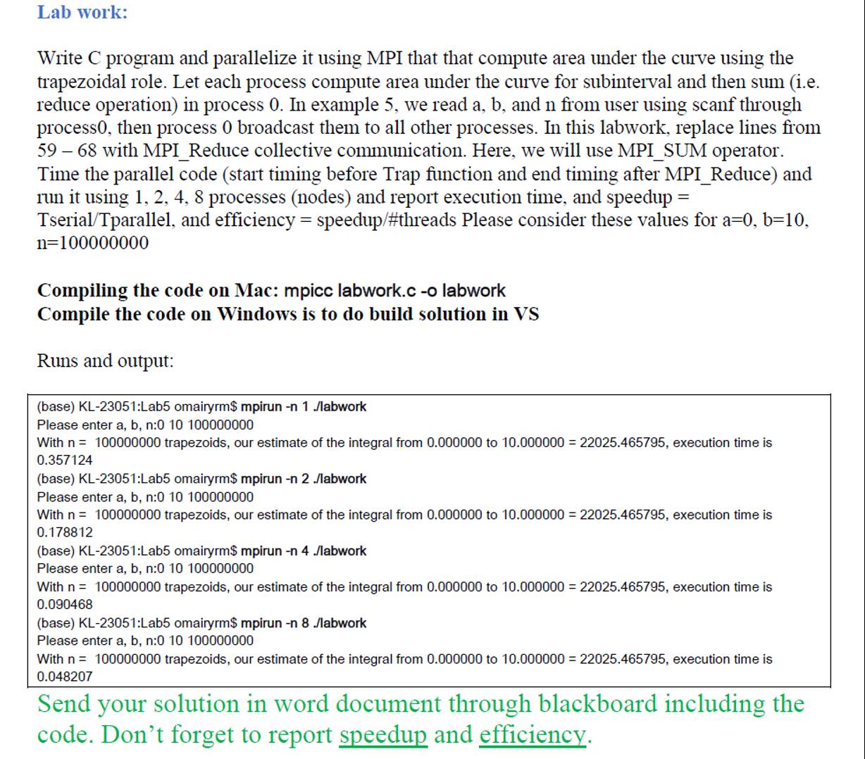Solved Lab Workwrite C Program And Parallelize It Using Mpi 3959