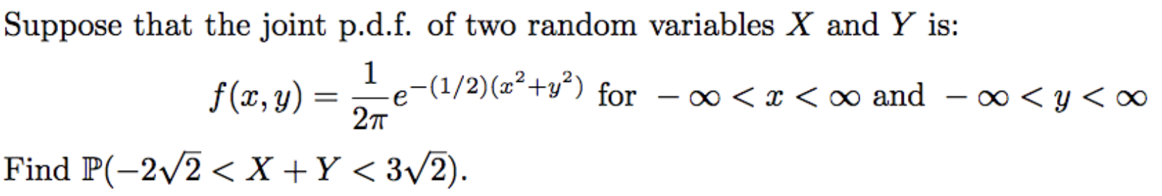 Solved Suppose that the joint p.d.f. of two random variables | Chegg.com