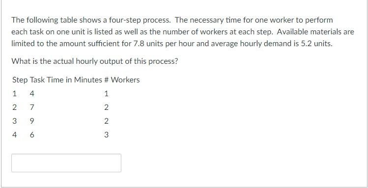 Solved The following table shows a four-step process. The | Chegg.com