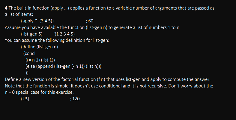 4 The built-in function (apply ...) applies a | Chegg.com