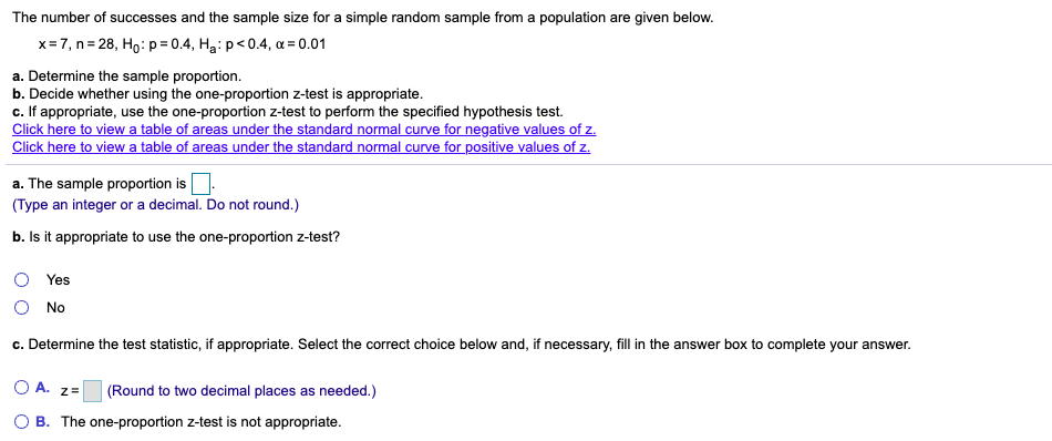 Solved The number of successes and the sample size for a | Chegg.com