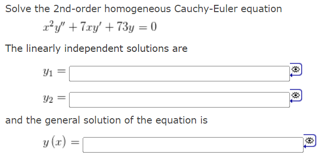 Solved Solve the 2 nd-order homogeneous Cauchy-Euler | Chegg.com