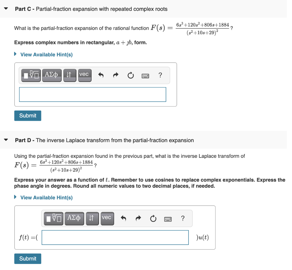 Solved Part C - Partial-fraction expansion with repeated | Chegg.com