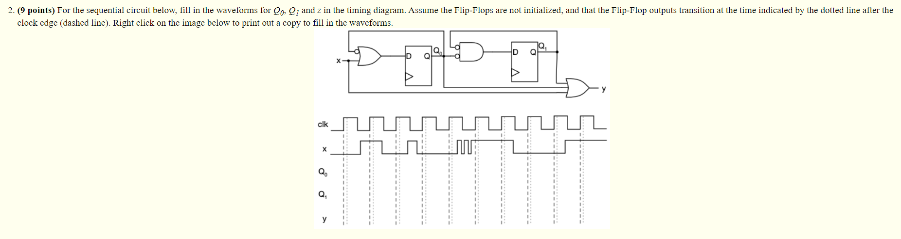 Solved 2. (9 points) For the sequential circuit below, fill | Chegg.com