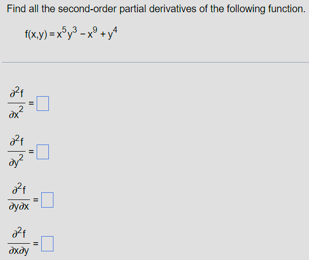 Solved Find all the second-order partial derivatives of ﻿the | Chegg.com