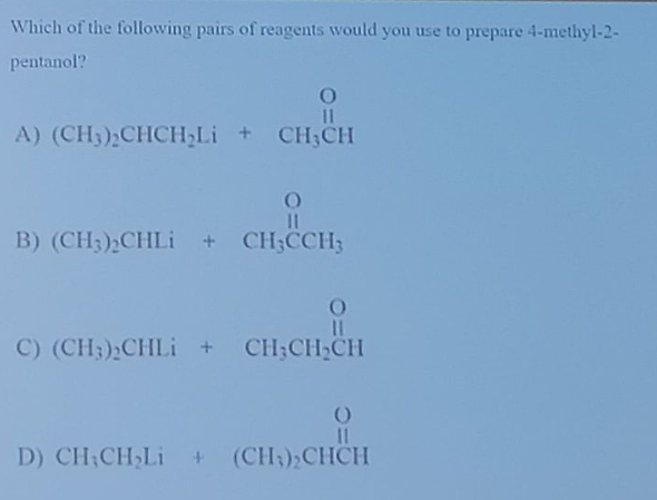 Solved Which of the following pairs of reagents would you | Chegg.com