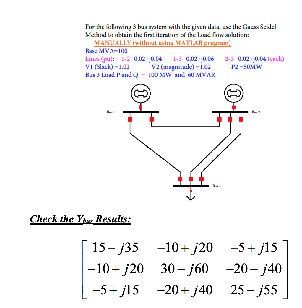 Solved For the following 3 bus system with the given data, | Chegg.com