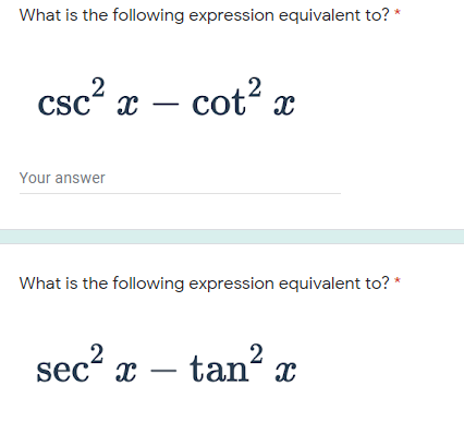 Solved What is the following expression equivalent to?* csc? | Chegg.com