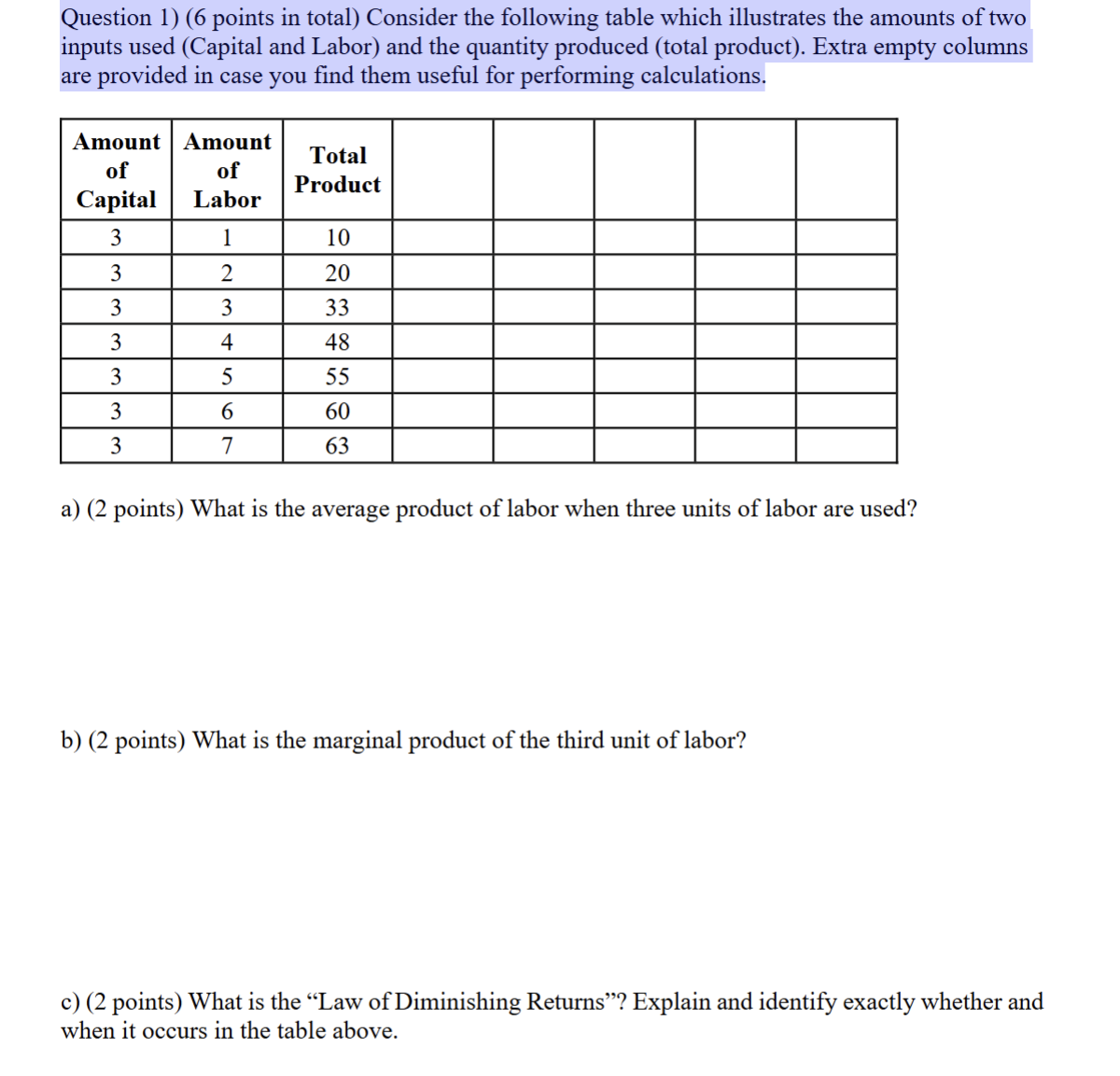 Solved Question 1) (6 ﻿points in total) ﻿Consider the | Chegg.com