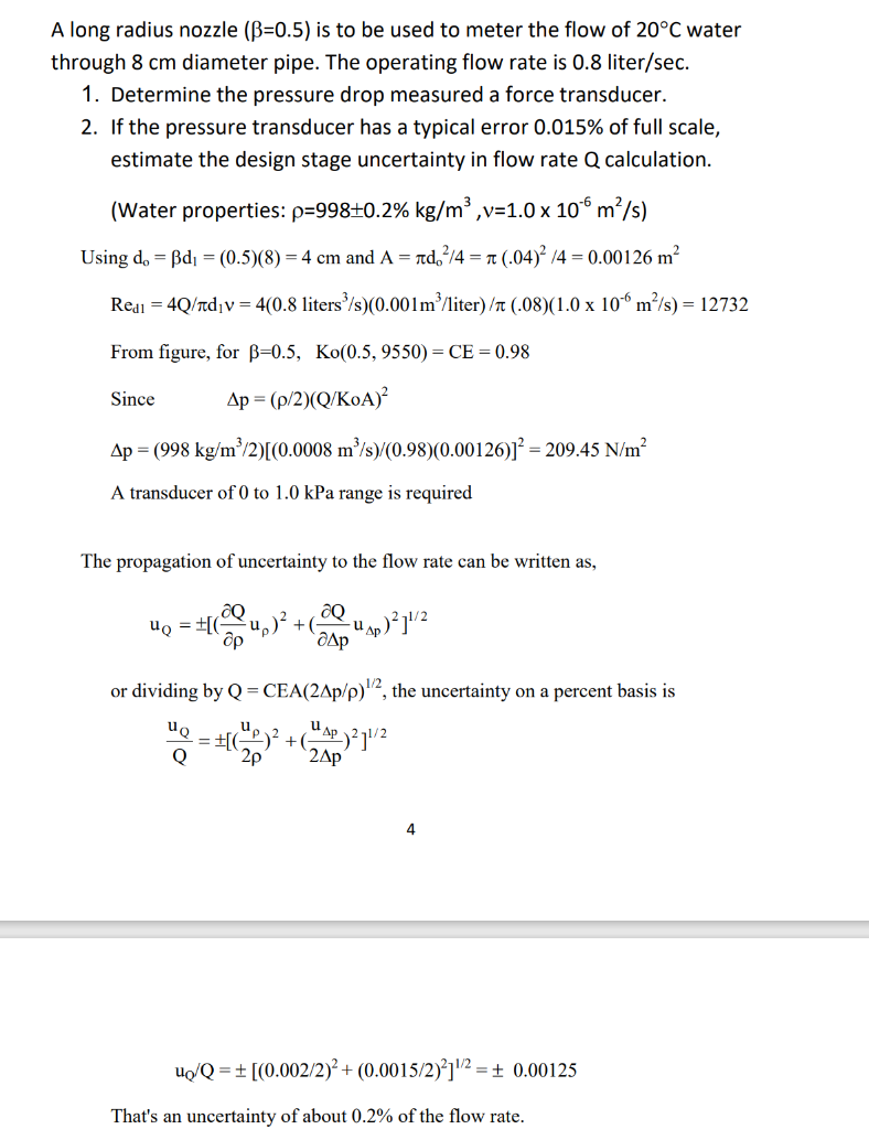 A long radius nozzle (β=0.5) is to be used to meter | Chegg.com