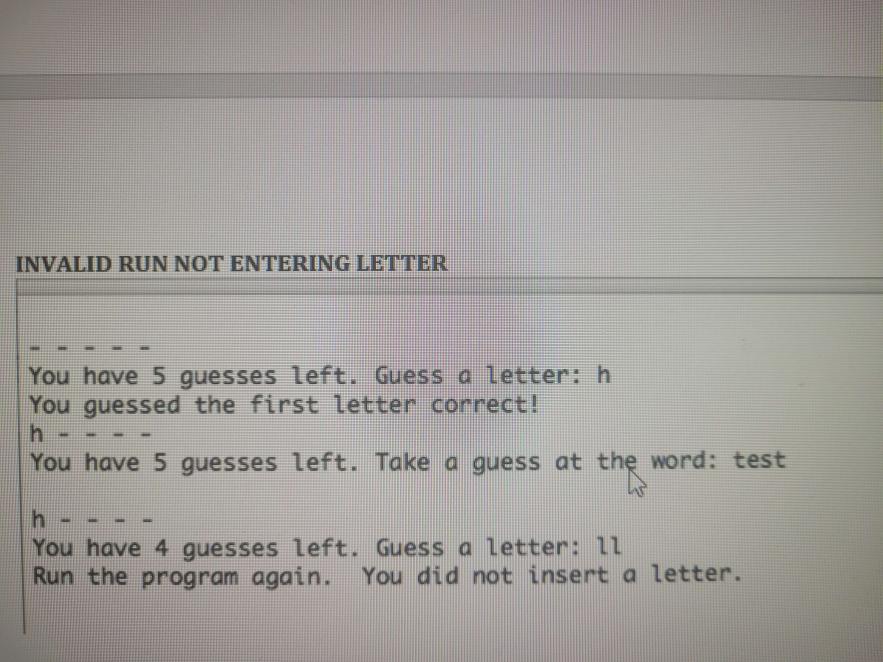 Solved The user will try to guess a predefined word set by | Chegg.com