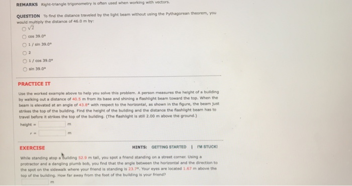Solved REMARKS Right-triangle trigonometry is often used | Chegg.com