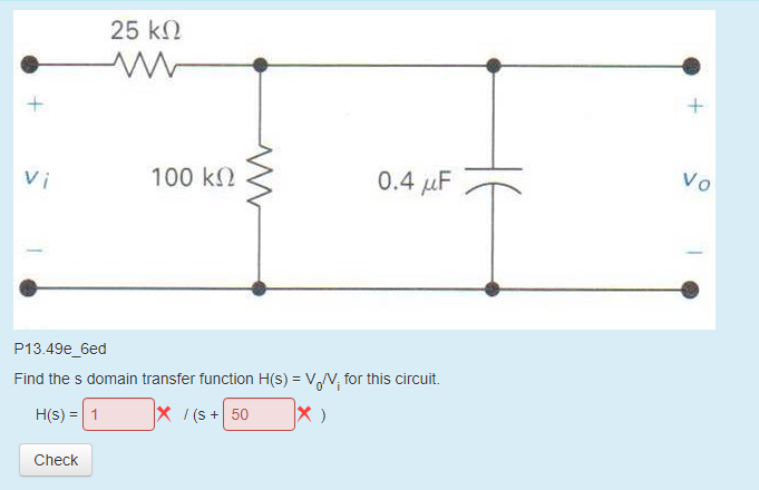 Solved P13.49e_6ed Find the s domain transfer function H(s) | Chegg.com