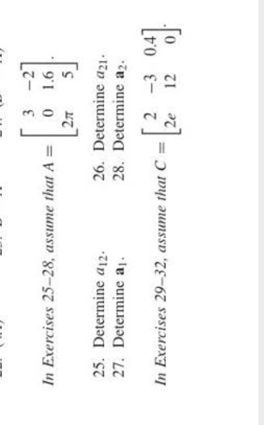 Solved 3-27 In Exercises 25-28, assume that A = 0 1.6 2π 5 | Chegg.com