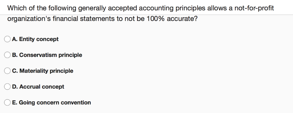 Solved Which of the following generally accepted accounting | Chegg.com