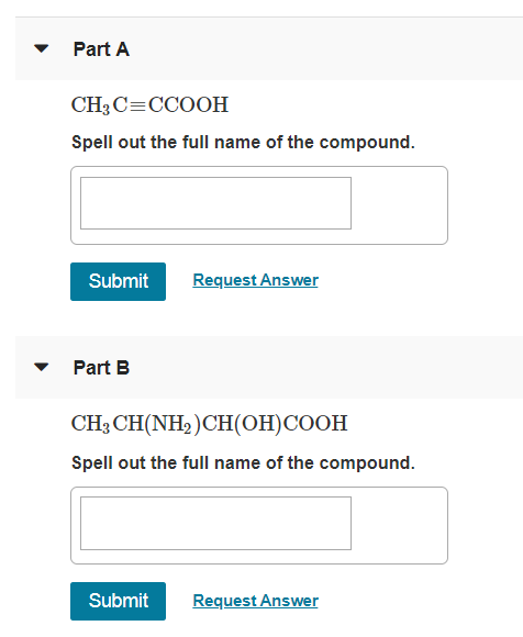 Solved Part A CH2C=CCOOH Spell out the full name of the | Chegg.com