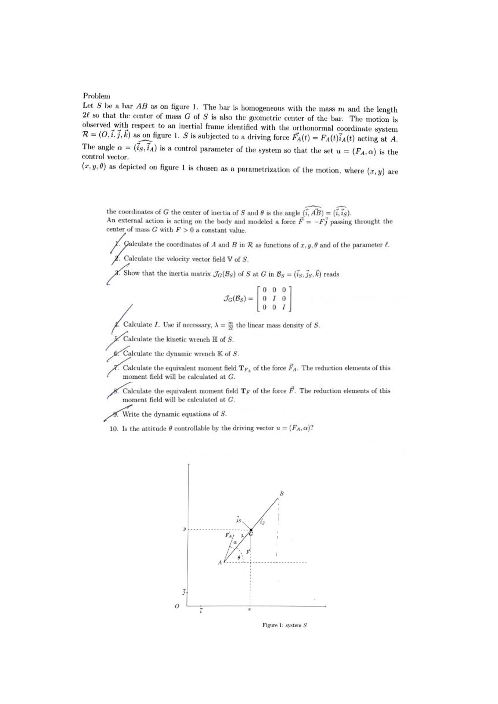 Solved ProblemLet S ﻿be a bar AB ﻿as on figure 1. ﻿The bar | Chegg.com