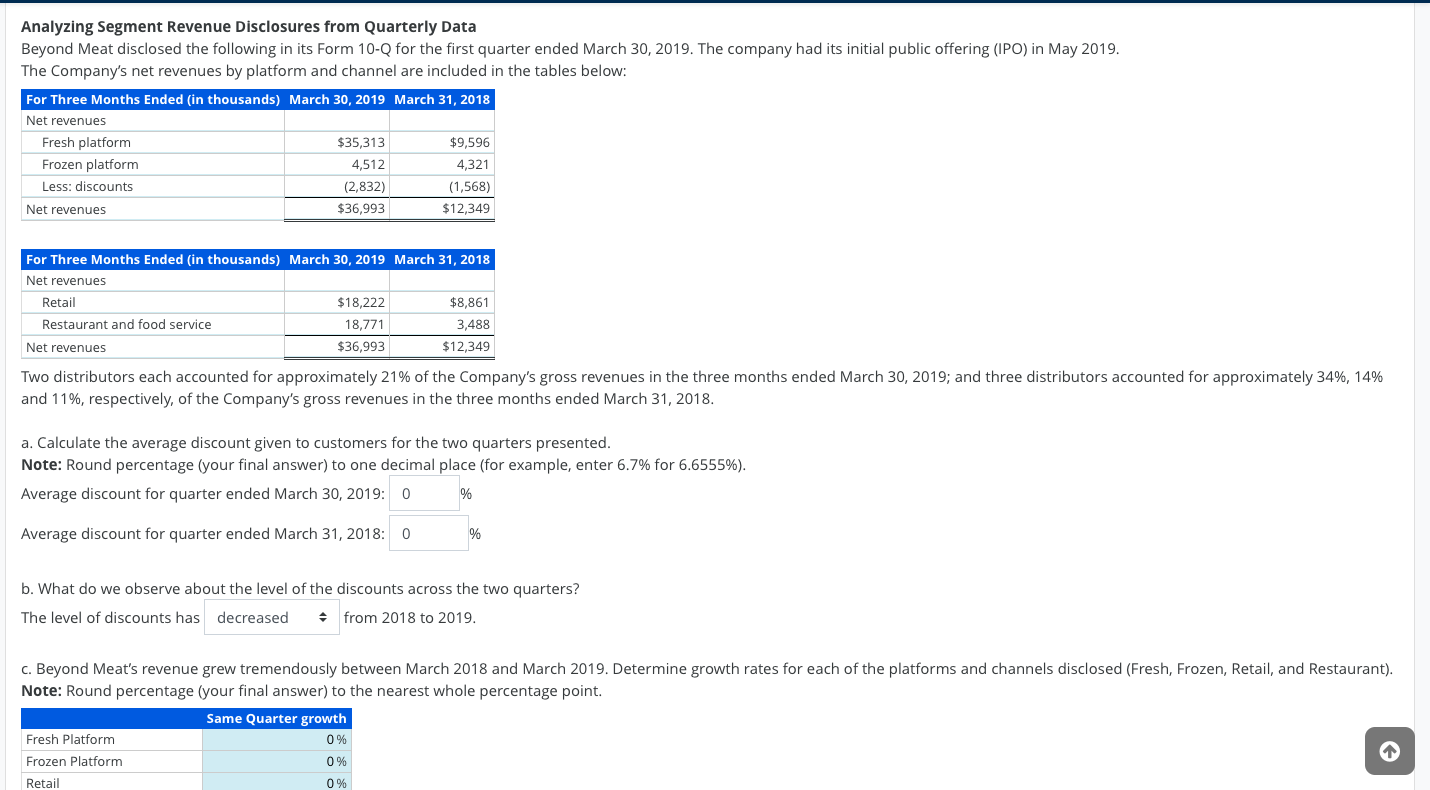 Analyzing Segment Revenue Disclosures from Quarterly | Chegg.com