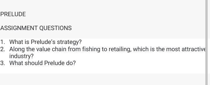 Solved PRELUDE ASSIGNMENT QUESTIONS 1. What is Prelude's | Chegg.com