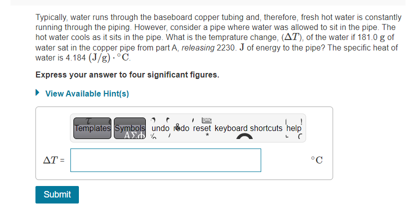 Solved Typically, water runs through the baseboard copper | Chegg.com